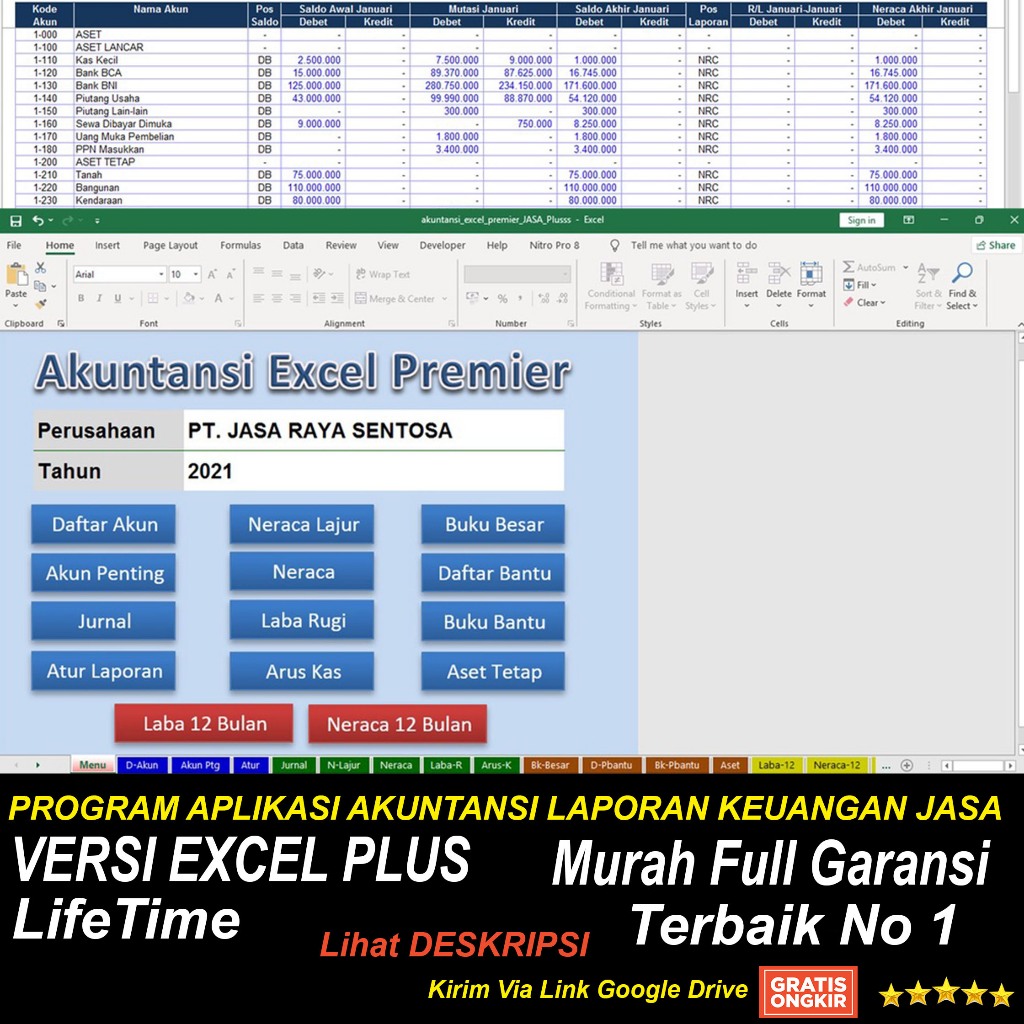 Jual PROGRAM APLIKASI AKUNTANSI LAPORAN KEUANGAN JASA VERSI EXCEL PLUS | Shopee Indonesia