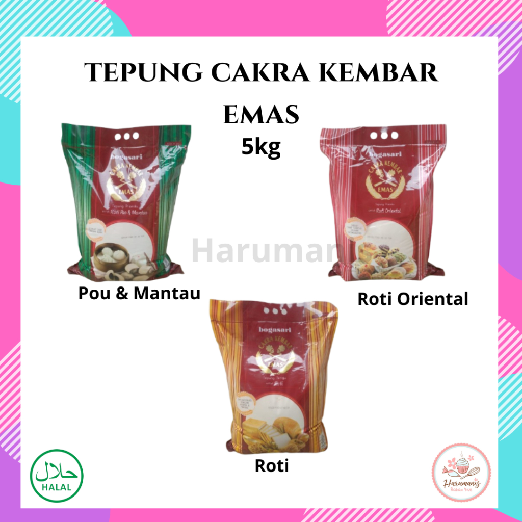 Jual Tepung Cakra Kembar Emas Roti Oriental / Bapao Pao Mantao / Roti ...