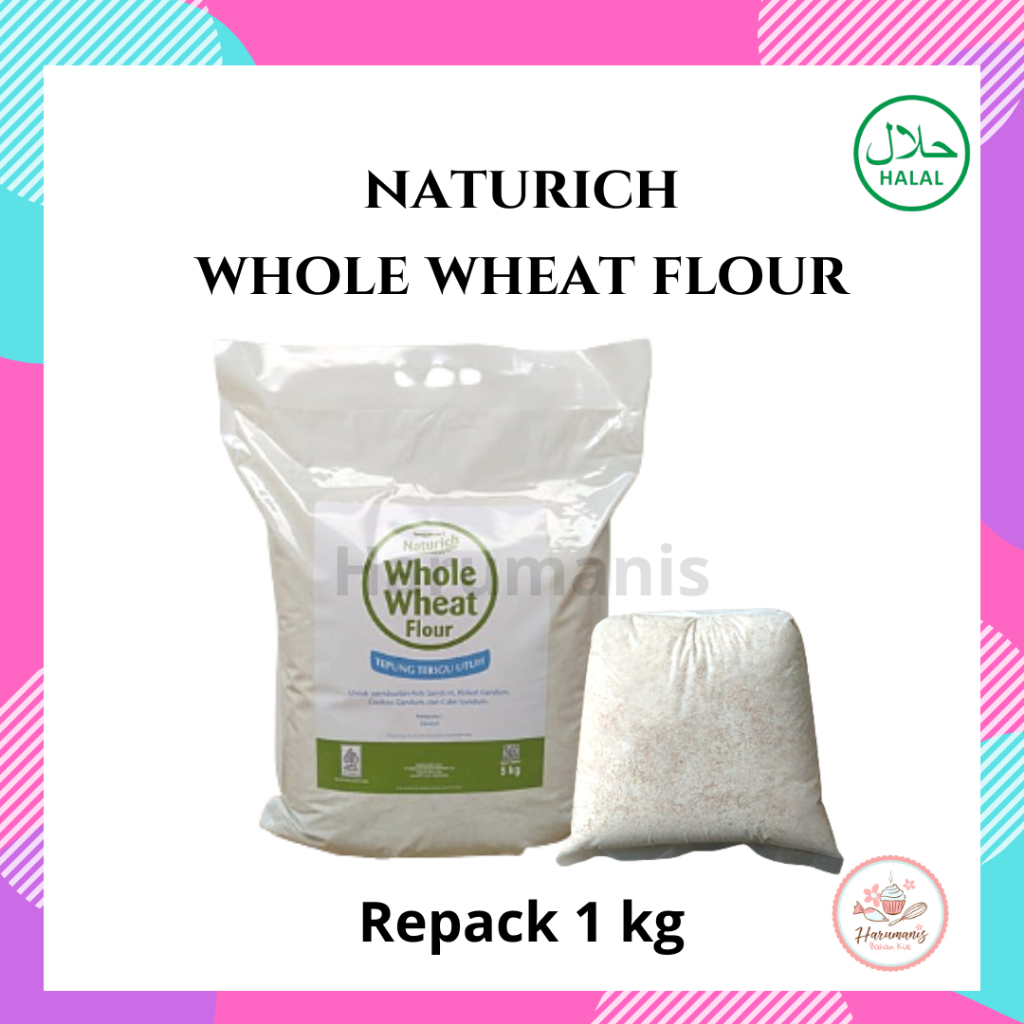 Jual Naturich Tepung Gandum Utuh Whole Wheat Flour Repack 1kg | Shopee ...