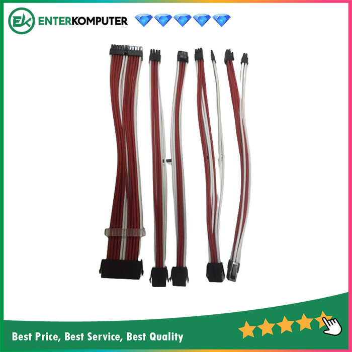 Jual 1STPLAYER STEAMPUNK MOD Sleeved Extension Cable Red+White - 24Pin ATX | Shopee Indonesia