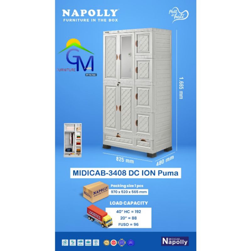 Jual Lemari Plastik Napolly MIDICAB-3408 DC ION PUMA | Shopee Indonesia