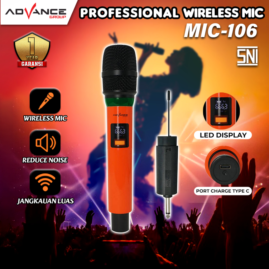 Jual Microphone Advance MIC 106 Profesional Mic Wireless Bisa di ...