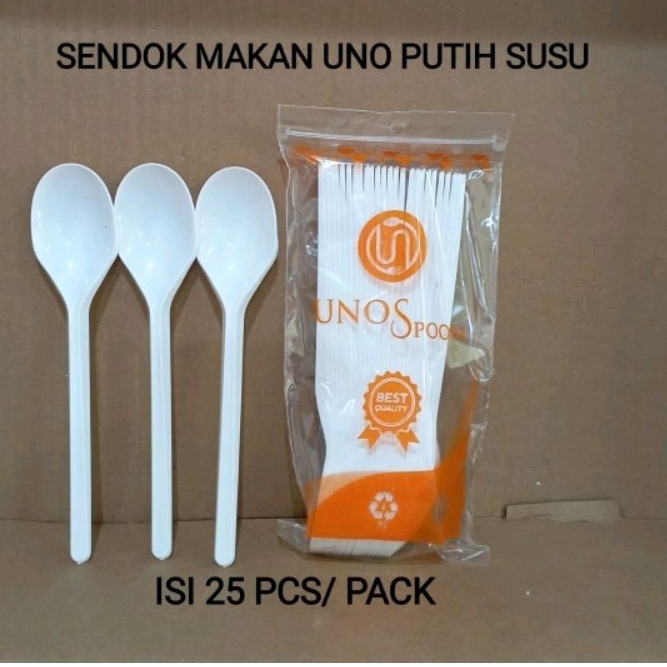 Jual Sendok Makan Putih Susu Merk UNO/ Sendok Makan Plastik Panjang Isi ...