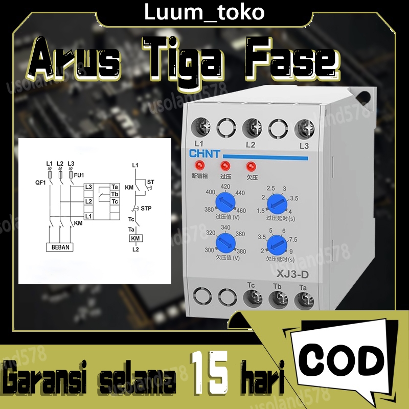 Jual Chint 308 AC XJ3-D Over Under Voltage Protector Phase Failure ...