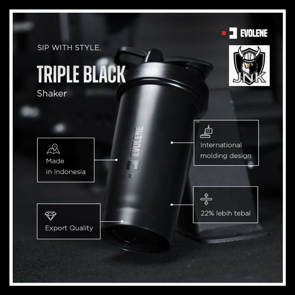 Jual BLACK EDITION EVOLENE SHAKER 600ml Botol Gym Hitam Black BPA FREE ...
