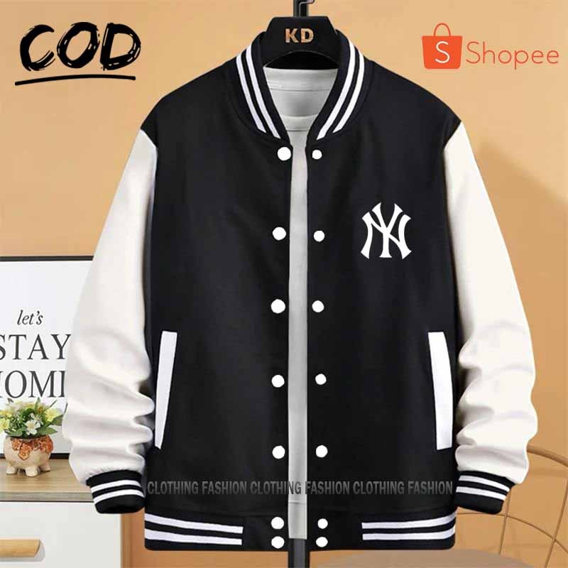 Jual NEW Cod Jaket Baseball Varsity Kancing NY Tex Putih Quality ...