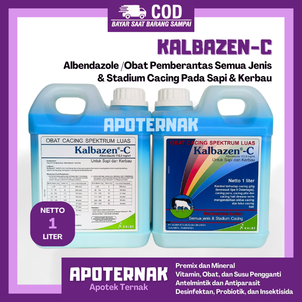 Jual KALBAZEN C 1 Liter | Obat Cacing SAPI minum Oral Semua Jenis ...