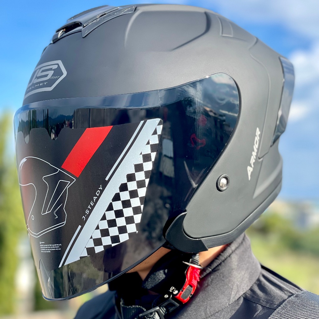 Jual Helm Js Armor Halfface Solid Motif Paket Ganteng Sni | Shopee ...
