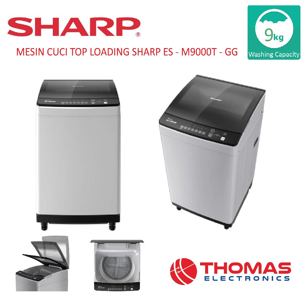 Jual MESIN CUCI SHARP ES M 9000T GG TOP LOADING 1 TABUNG 9KG MEGA MOUTH Garansi Resmi | Shopee ...