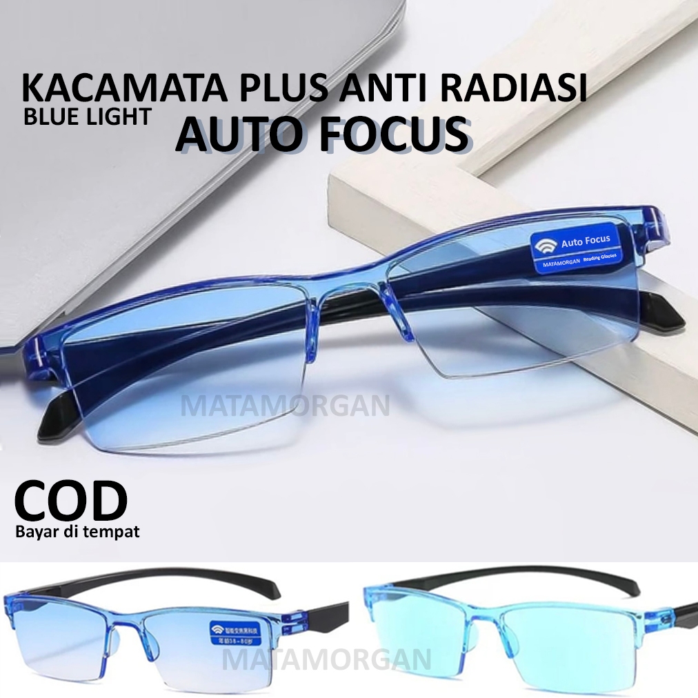 Jual Kacamata Baca Plus Anti Radiasi Auto Fokus Lensa Biru Frame Semi ...