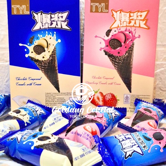 Jual Promo TYL ICE CONE Chocolate Compound Strawberry Vanilla Crumbs With Cream 72g (1Box = Isi ...