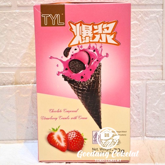 Jual Promo TYL ICE CONE Chocolate Compound Strawberry Vanilla Crumbs With Cream 72g (1Box = Isi ...