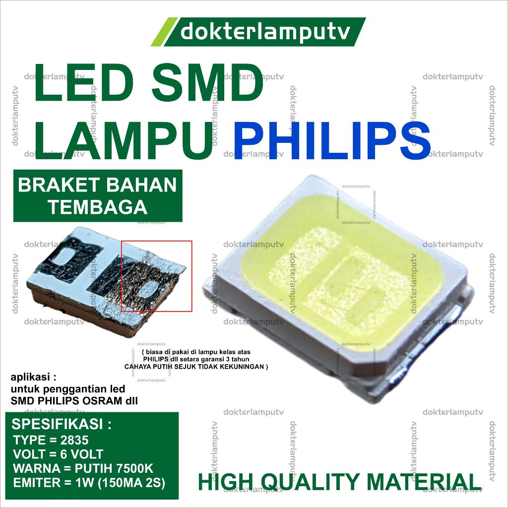 Jual 100PCS LED SMD CW 2835 6V 1W UNTUK SERVIS LAMPU LED , SOROT , HIAS ...