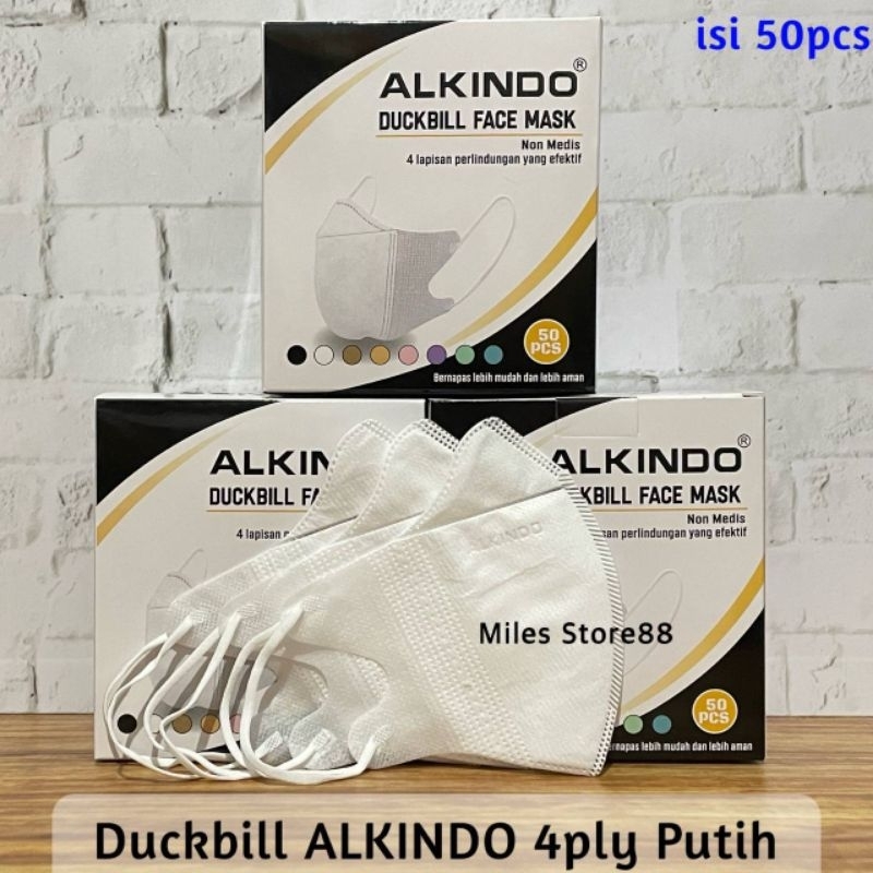 Jual Masker Duckbill ALKINDO 4ply Dewasa isi 50pcs Earloop Garis Putih ...