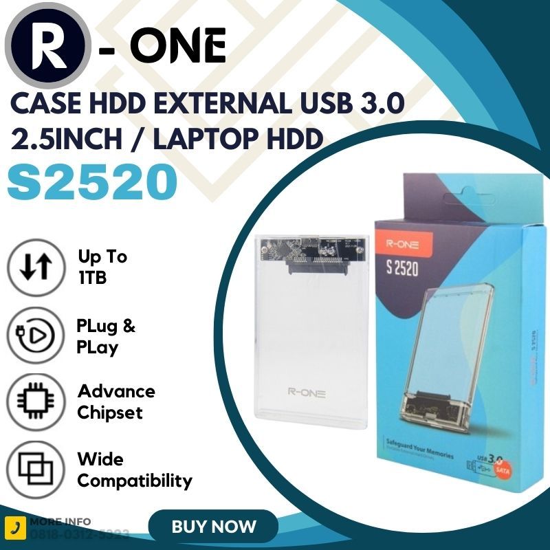 Jual R-ONE CASING EXTERNAL HARDDISK HDD SSD ENCLOSURE TRANSPARENT 2.5 INCH USB 3.0 CASE - S2520 ...