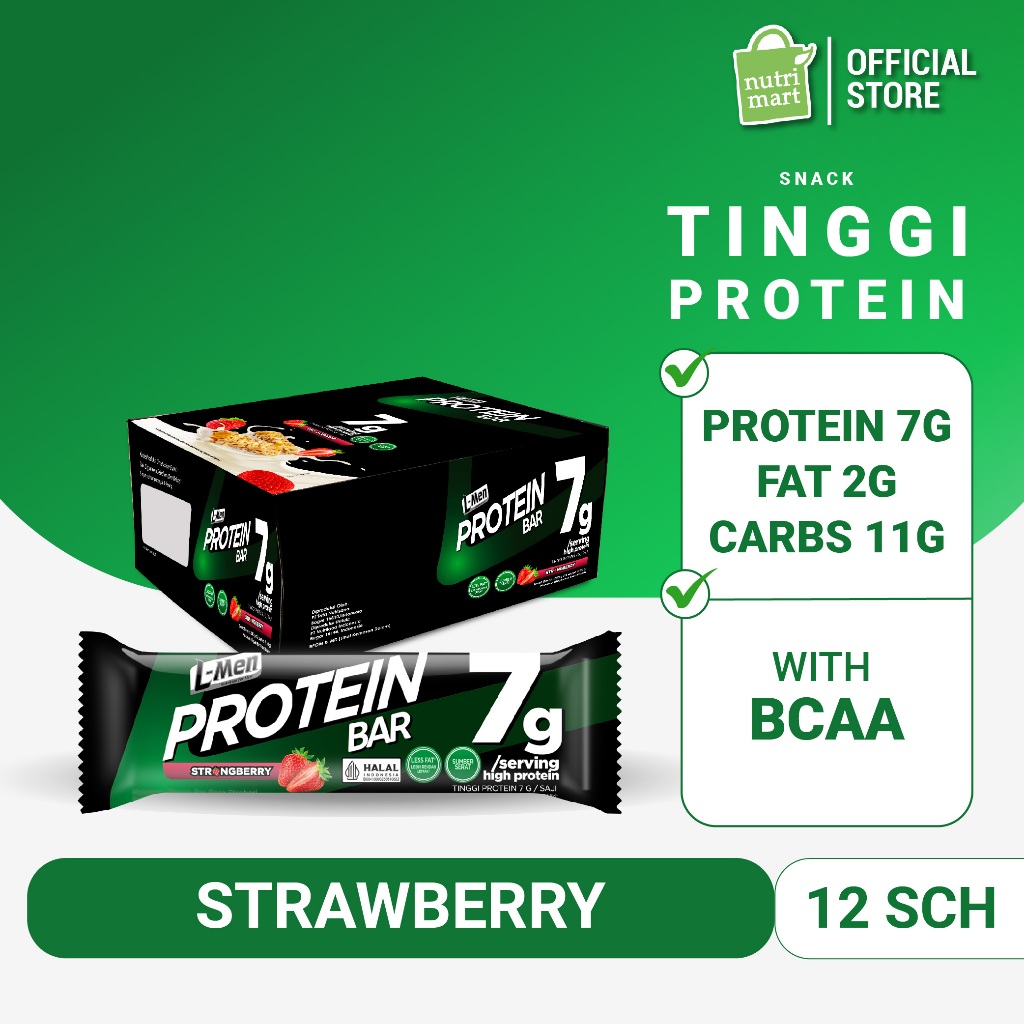 Jual L-Men Protein Bar Strongberry 12 Sachet - Camilan Rendah Lemak ...
