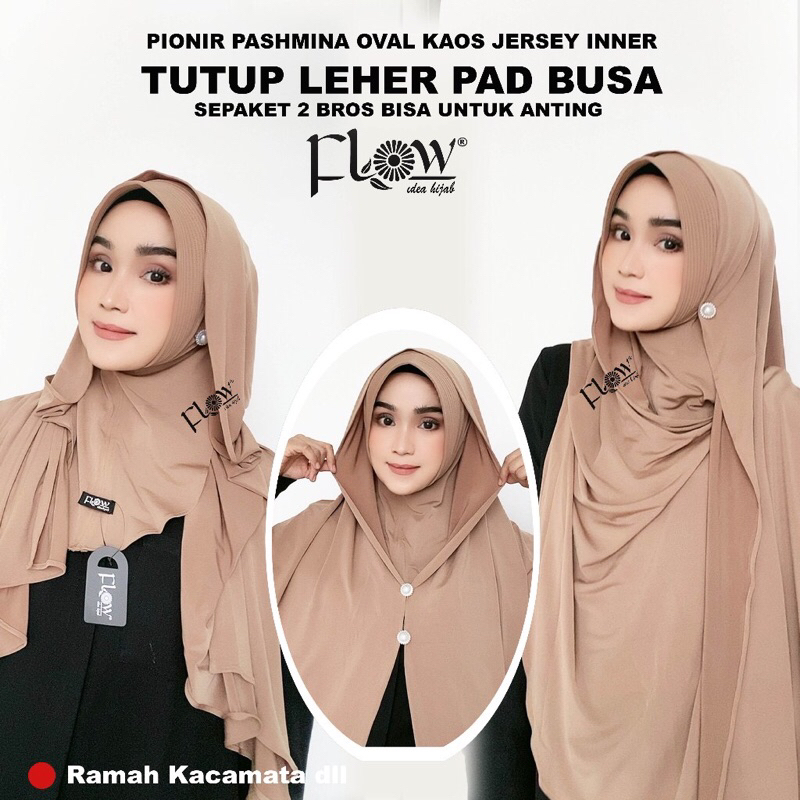 Jual FLOW IDEA HIJAB PASHMINA OVAL KAOS JERSEY KOREA INNER TUTUP LEHER ...