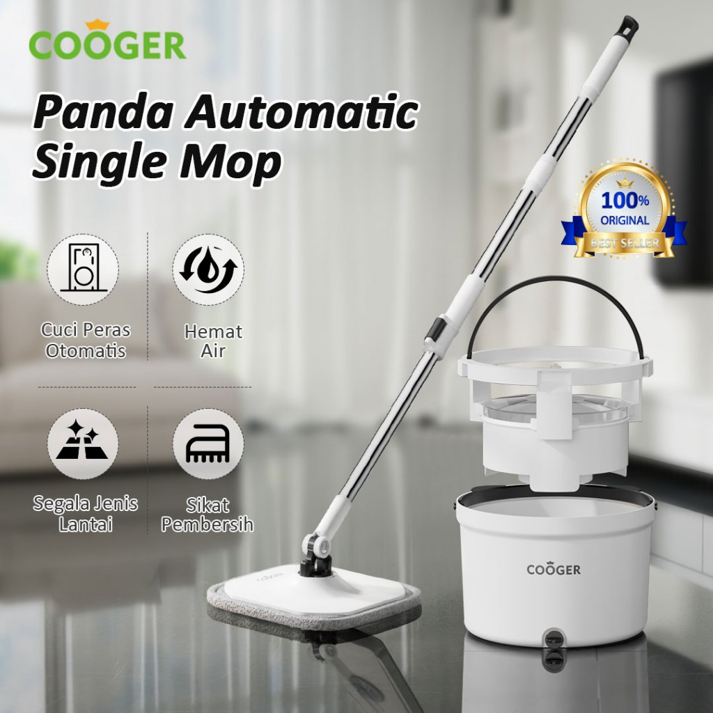 Jual COOGER Alat Pel Single Spin Mop Panda Bucket Spin Mop Alat Pel ...