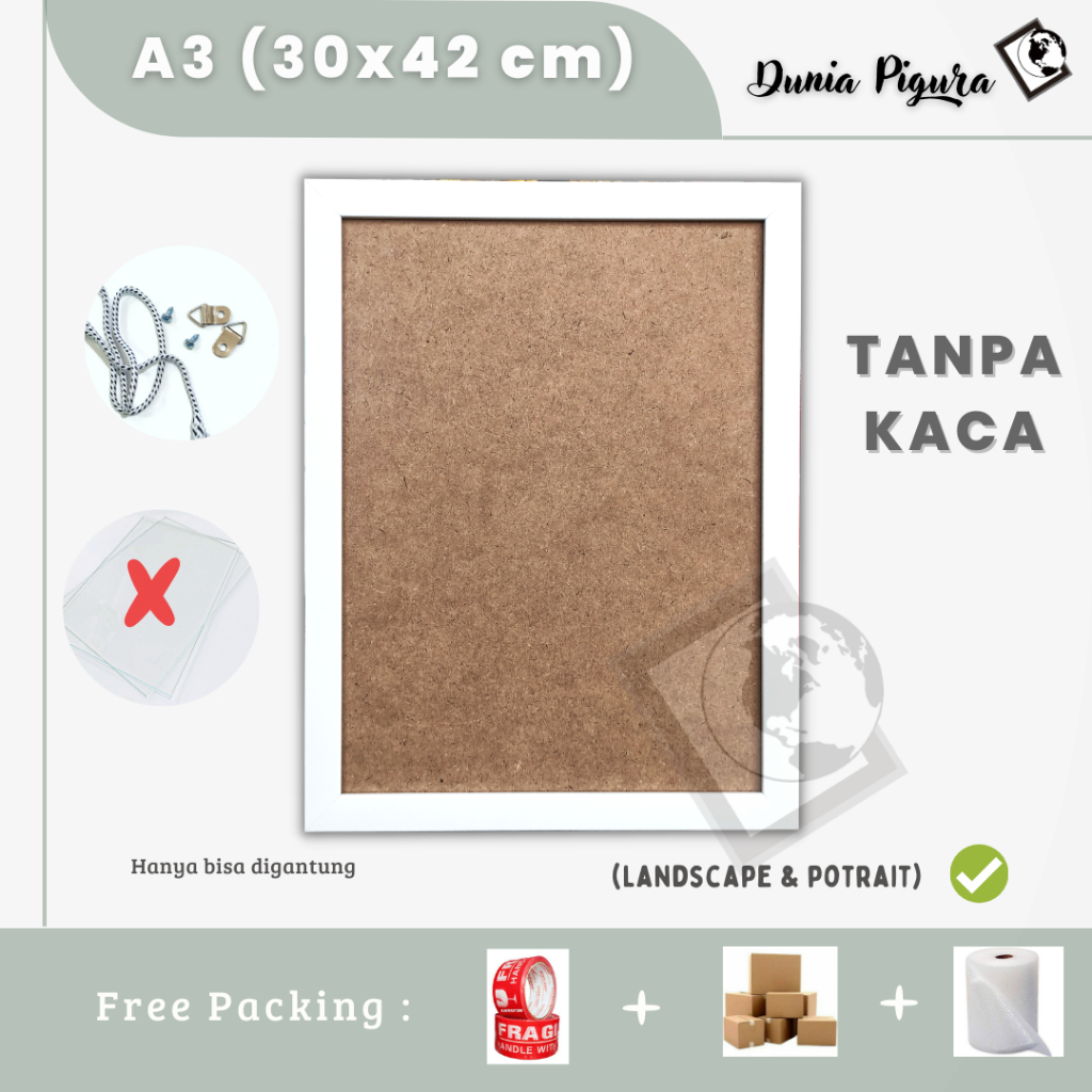 Jual Bingkai Foto A3 (30x42 cm) TANPA KACA Minimalis / Frame Photo ...