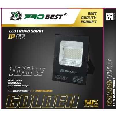 Jual LAMPU SOROT / LAMPU TEMBAK/ LED FLOOD LIGHT PROBEST GOLDEN 100 WATT | Shopee Indonesia