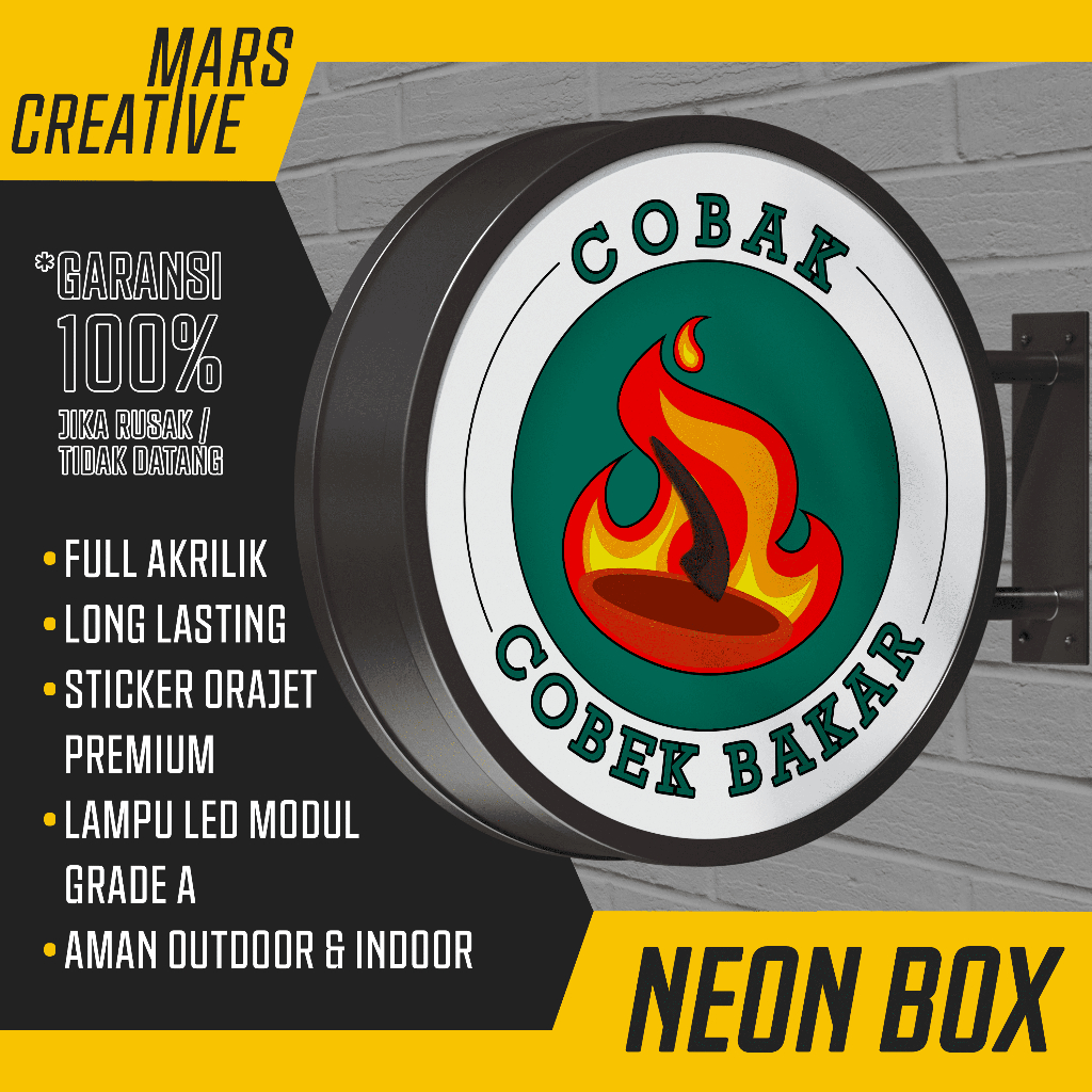 Jual NEON BOX OUTDOOR INDOOR 50 cm x 50 cm Custom 2 SISI BULAT | KOTAK ...