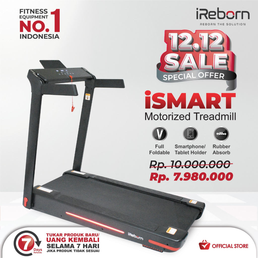 Jual Alat Fitness Smart Treadmill Elektrik iReborn iSMART (JOGJAKARTA ...