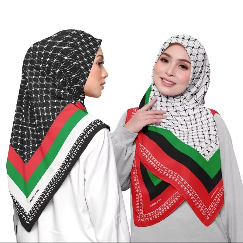 Jual TERLARIS VOAL MOTIF PALESTINA Jilbab Palestina Segi Empat motif ...