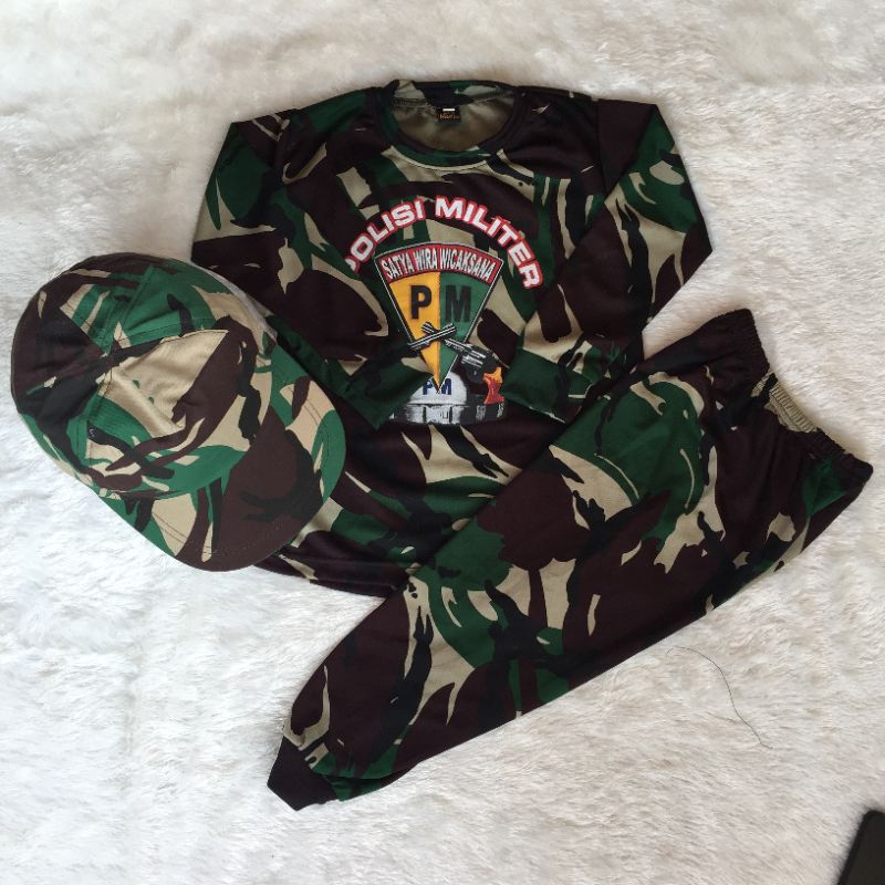 Jual Setelan satu set kaos anak loreng plus topi pet komando anak loreng malvinas - baju setelan ...