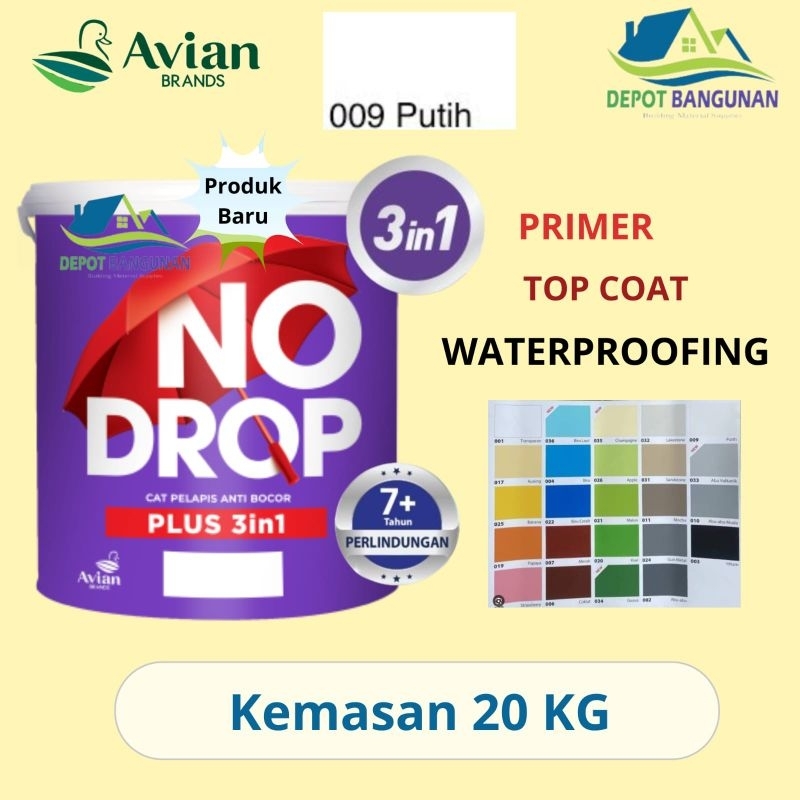 Jual Cat Tembok Waterproofing No Drop 3 In 1 Pelapis Anti Bocor 20 KG | Shopee Indonesia