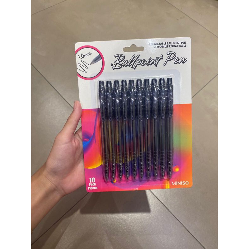 Jual Miniso Retractable Ballpoint Pen - 10pcs Black | Shopee Indonesia