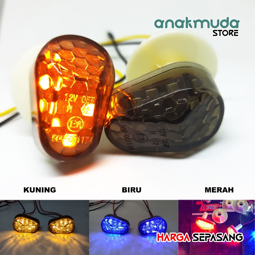 Jual (LSF2) Lampu Sein Sen LED Fairing Tempel Motor Cahaya Crystal Variasi CBR R15 GSX Ninja ...