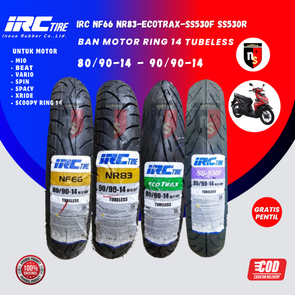 Jual Ban Motor Matic / IRC NF 66 80/90 Ring14 Tubeless Free Pentil ...