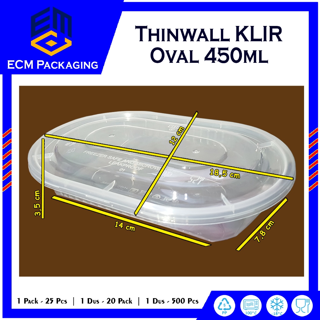 Jual THINWALL KLIR OVAL 450ML | THINWALL REC OVAL | KOTAK MAKAN PLASTIK ...