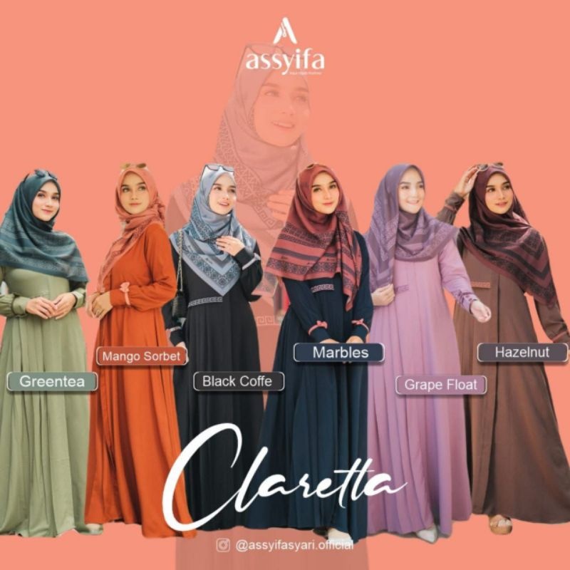 Jual GAMIS SYAR'I SATU SET HIJAB SCARF CLARETTA BY ASSYIFA / SET GAMIS ...