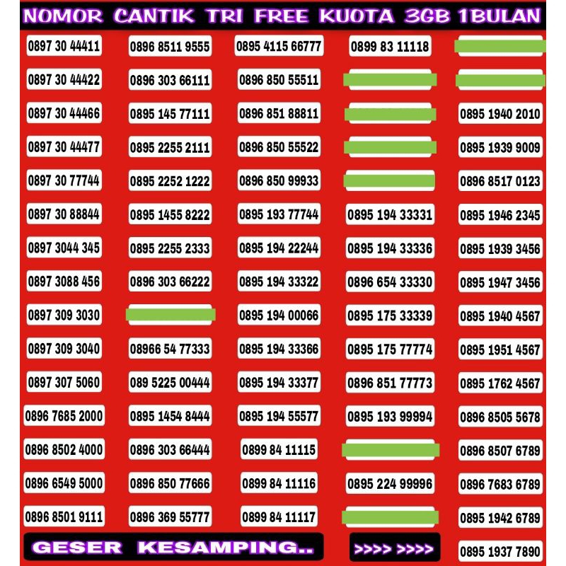 Jual NOMOR CANTIK TRI 11 DIGIT - NOMOR TRI CANTIK - KARTU CANTIK TRI ...