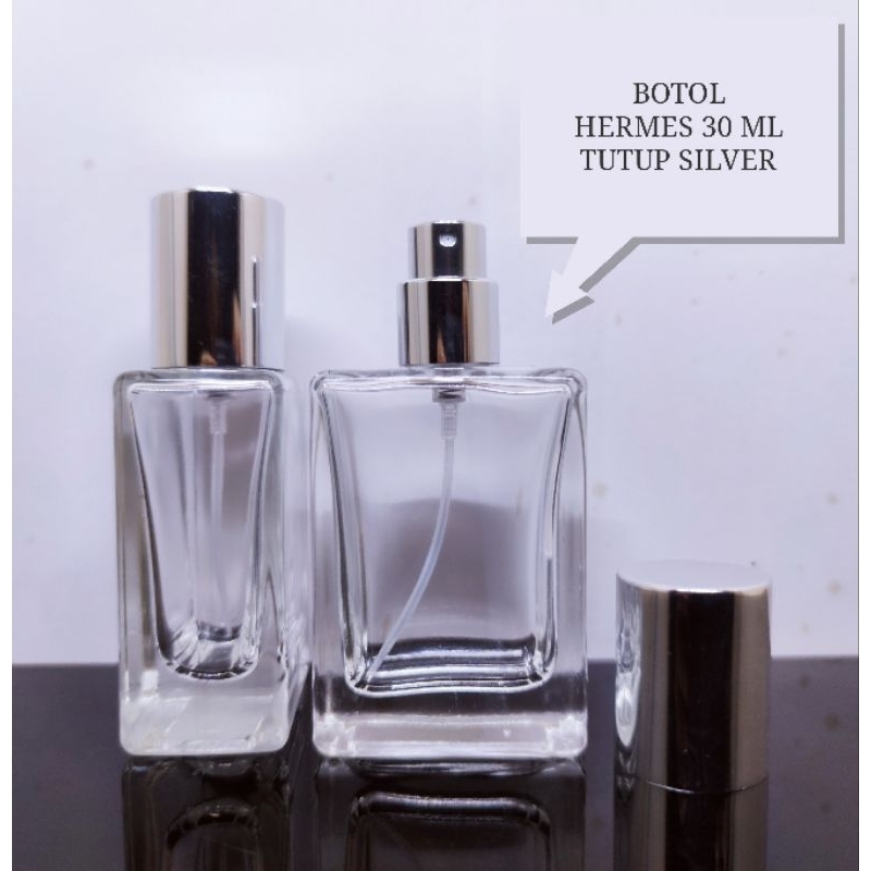 Jual BOTOL - HERMES 30 ML SILVER | Botol parfum kosong Spray drat putar ...