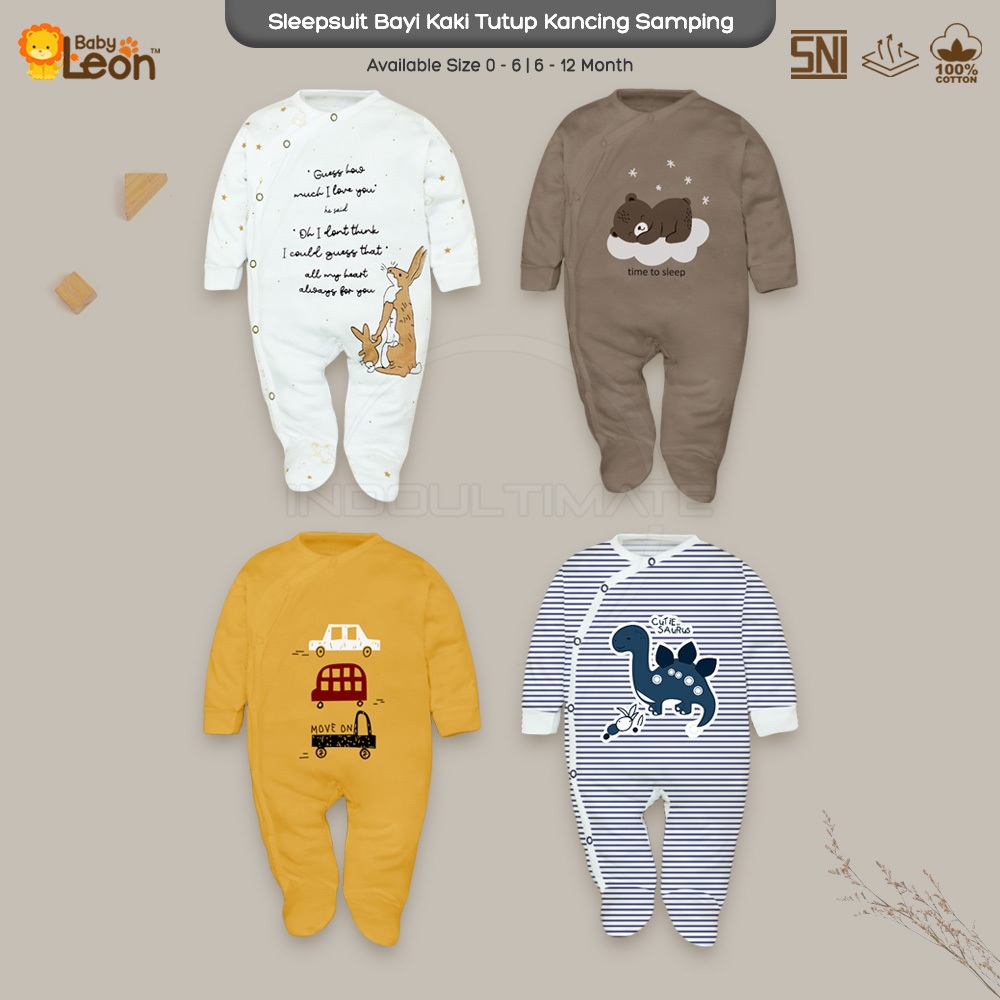 Jual BABY LEON Sleepsuit Bayi Kaki Tutup COTTON GY-058 Jumper Bayi ...
