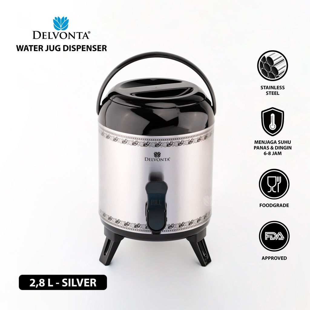 Jual DELVONTA S/S ALUMINIUM WATER JUG DISPENSER 2,8 LITER / 3,8 LITER ...