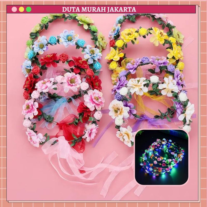 Jual Flower Crown LED Bando Bunga Bandana Bunga Lampu Bando Motif ...