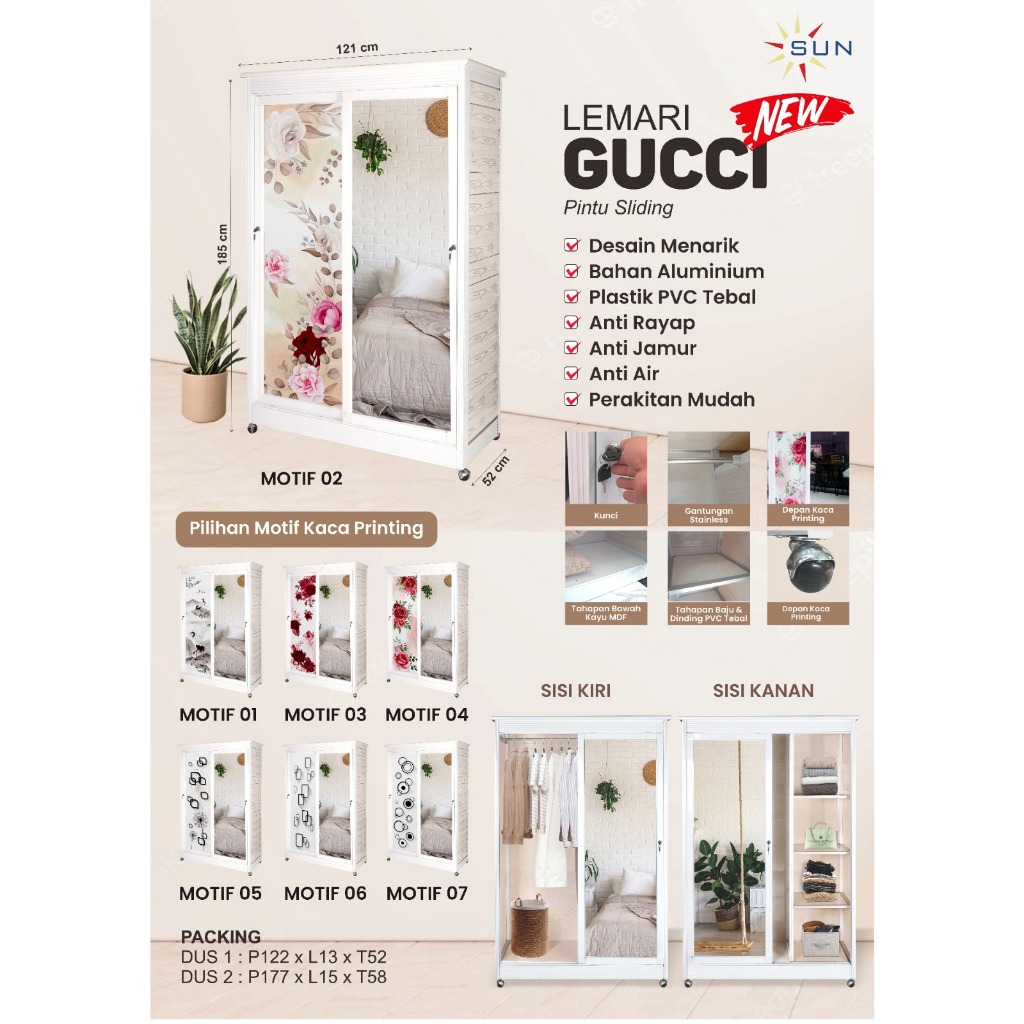 Jual Lemari Baju PVC Alumunium Slidding 2 Pintu | Shopee Indonesia