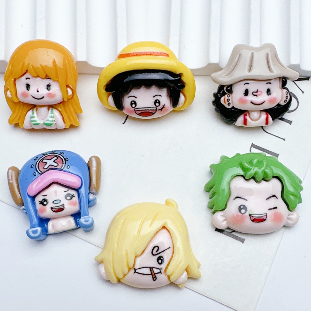Jual 1Set(6Pcs) Resin Clay DIY Glossy Karakter One Piece 2-3cm C26 ...