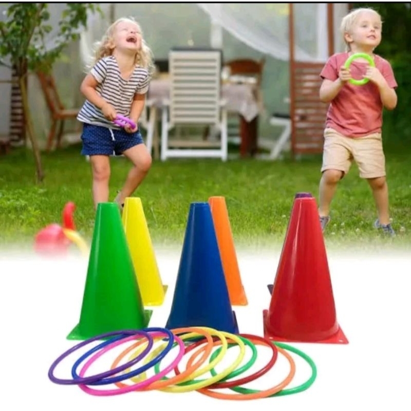 Jual GAME CONE mainan anak cone ring Throwing game mainan lempar ring ...