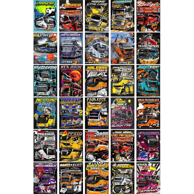 Jual STIKER bus telolet kidspanda 1 lembar isi 30 gambar | Shopee Indonesia