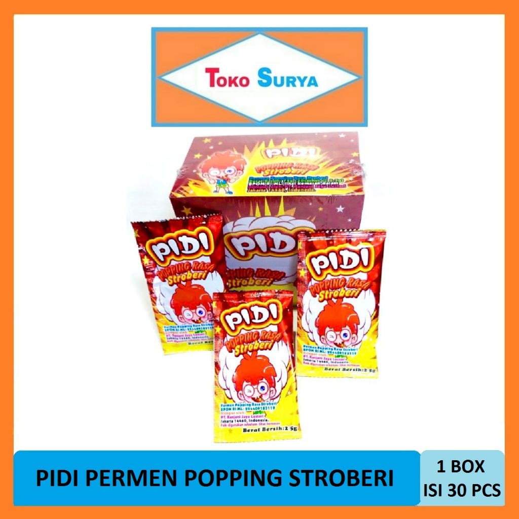 Jual Pidi Popping Candy Permen Popping Rasa Stroberi 30 Pcs x 2.5 Gr ...