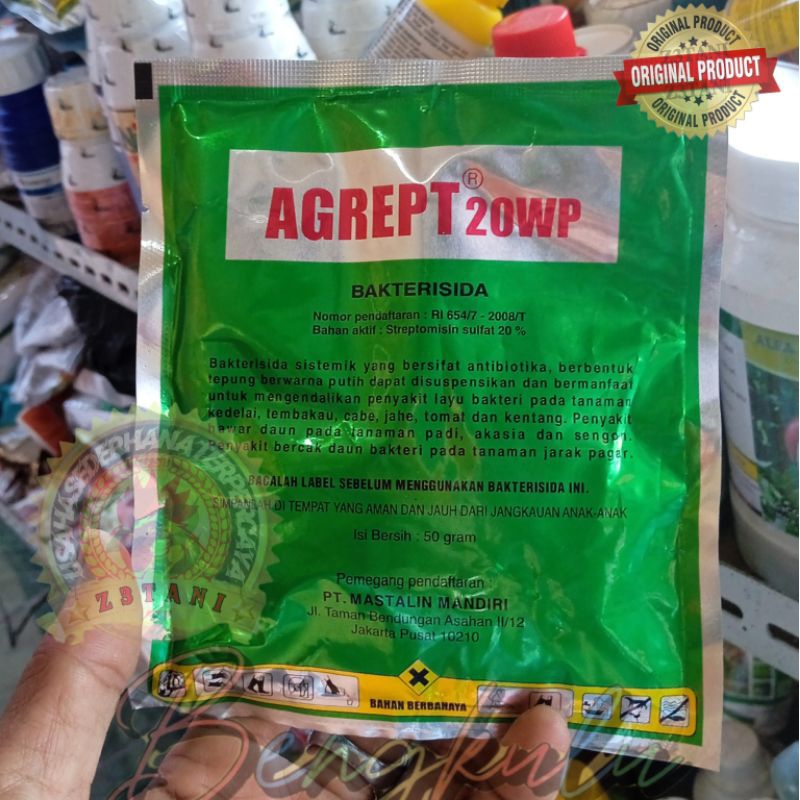Jual BAKTERISIDA Agrept 20 WP 50 gram Fungisida Tanaman Kemasan Pabrik ...