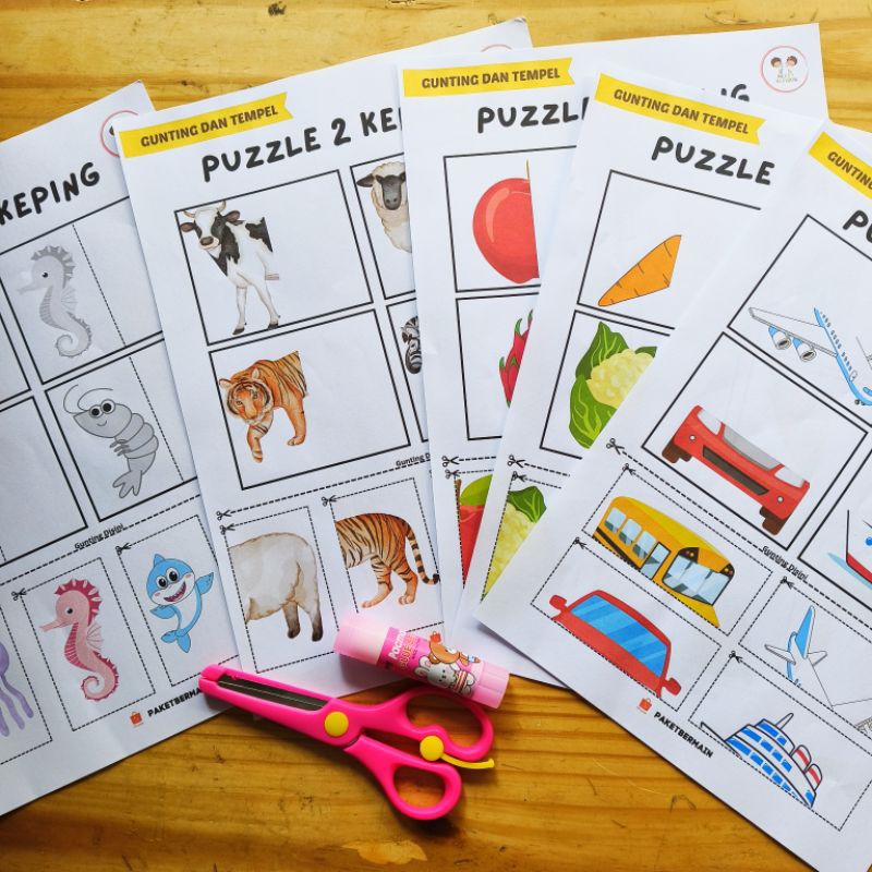 Jual Puzzle 2 keping (10 Lembar), Lembar Aktivitas Menggunting dan ...