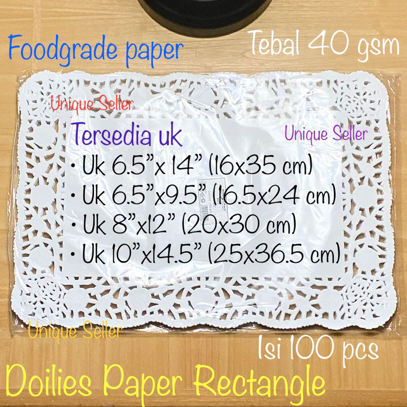 Jual [Isi100] Doilies Paper Kotak Rectangle 16.5x24 16x35 20x30 25x36.5 ...