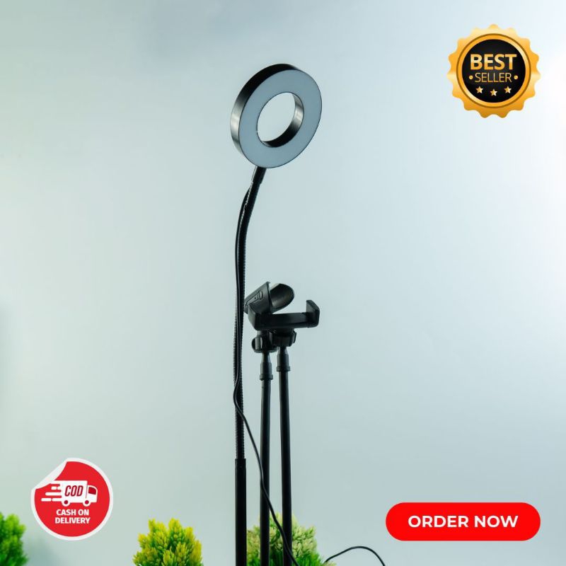 Jual LAMPU 3 in 1 SELFIE RING + MOUNT HOLDER HP + STAND MIC UNTUK Live ...