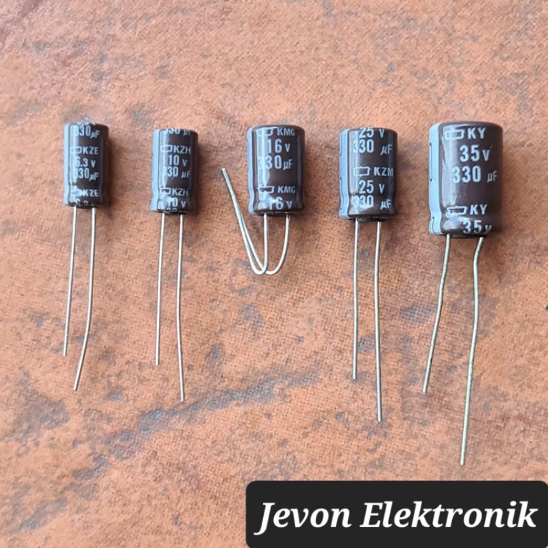 Jual Capasitor Elco 330 uf 6.3 10 16 25 35 v volt kapasitor elko 330uf 6.3v 10v 16v 25v 35v ...