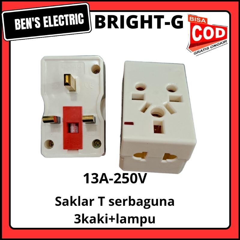 Jual Saklar / steker T serba guna / multi 3 kaki + lampu BRIGHT-G ...